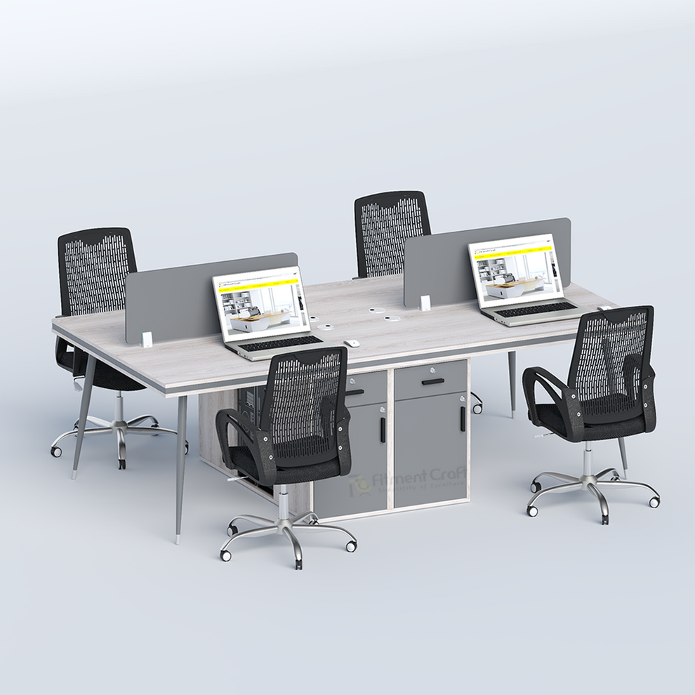 Cluster-Face to face Four seater (Middle Organizer) workstation