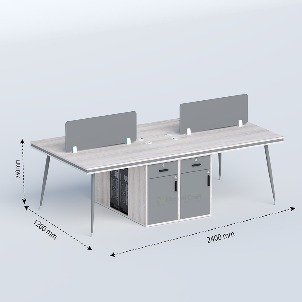 Cluster-Face to face Four seater (Middle Organizer) workstation